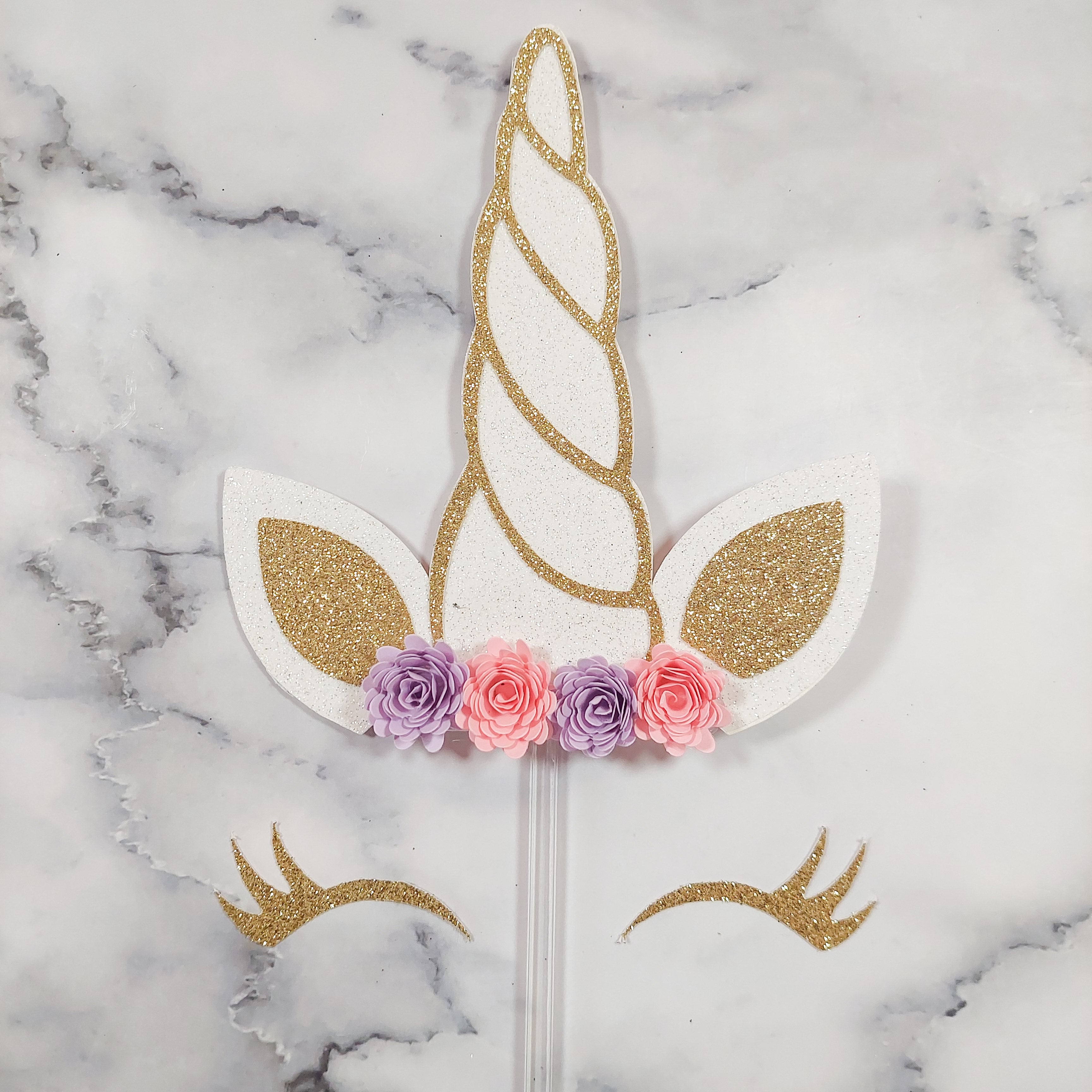Floral Unicorn Horn Cake Topper Set – Cake Toppers by Chloe
