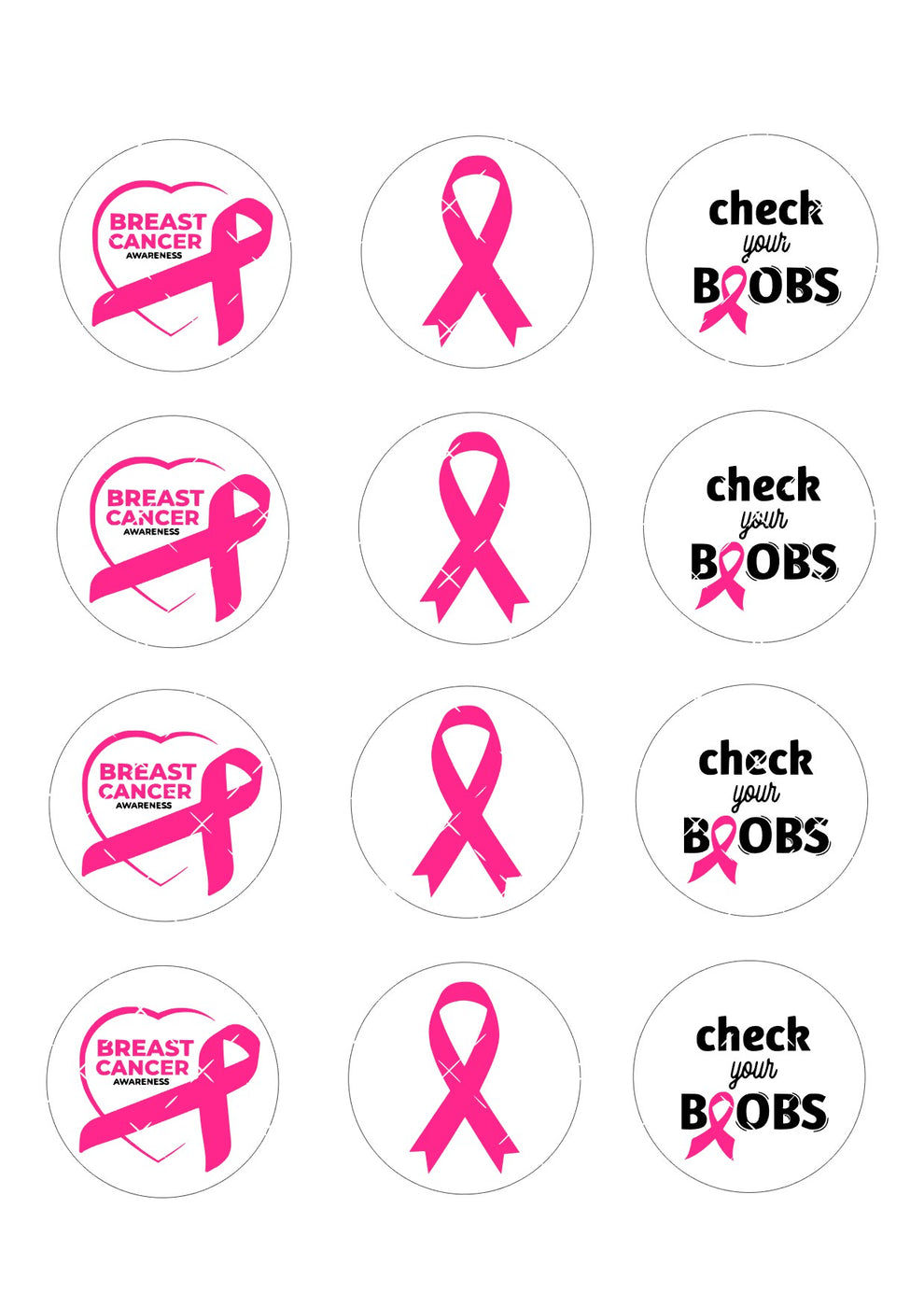 Breast Cancer Awareness Icing Sheet Cupcake Toppers – Cake Toppers by Chloe