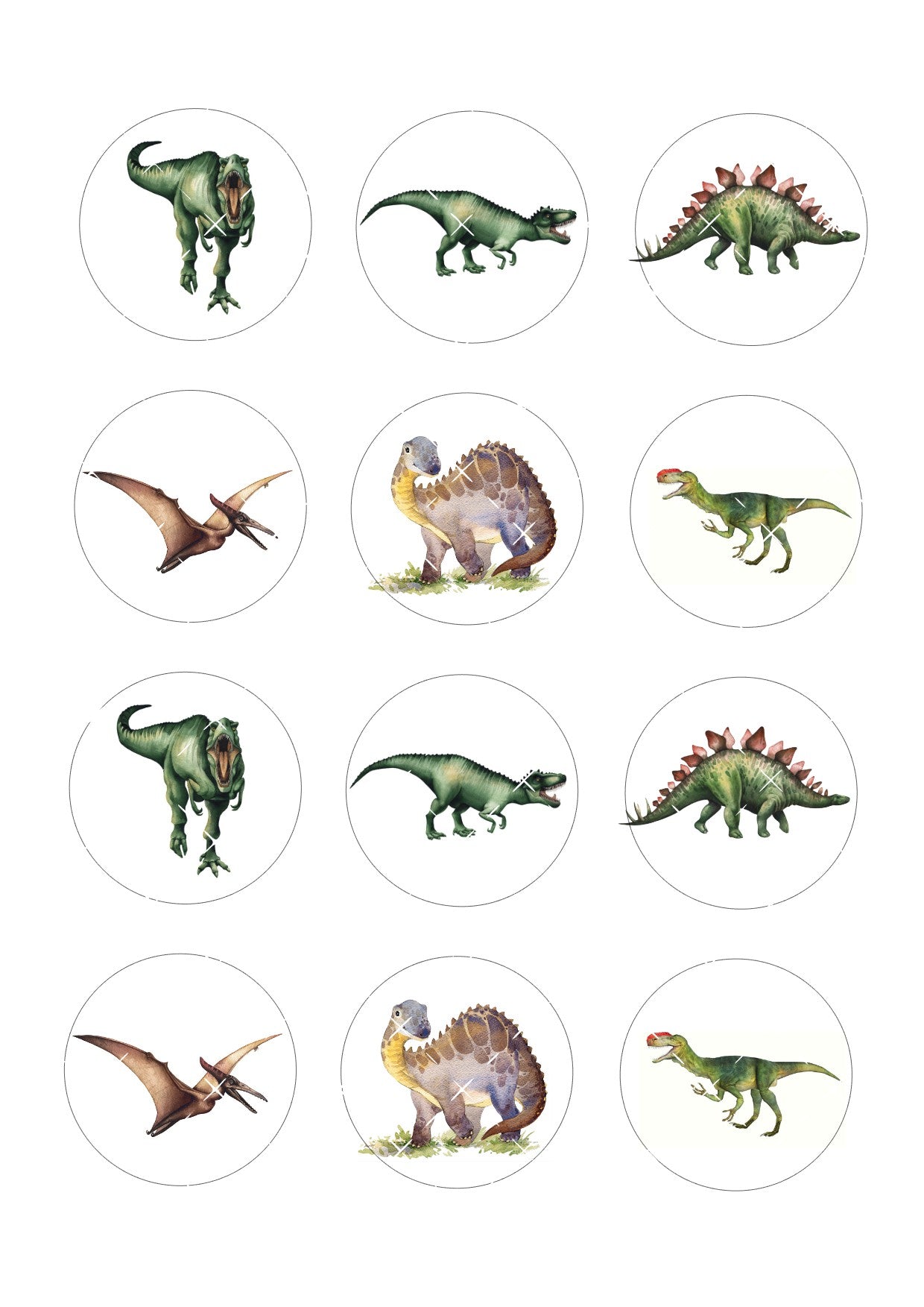 Dinosaur Icing Sheet Cupcake Toppers – Cake Toppers by Chloe