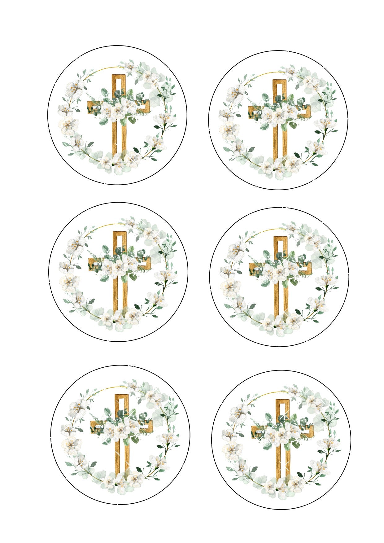 Floral Cross Icing Sheet Christening Cookie Toppers – Cake Toppers by Chloe