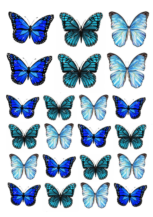 Blue Rice Paper Butterfly Toppers – Cake Toppers by Chloe