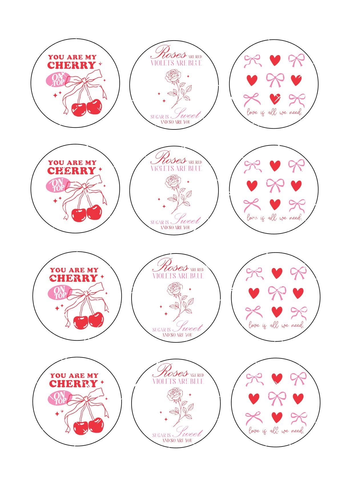 Valentine Quotes Icing Sheet Cupcake Toppers – Cake Toppers by Chloe