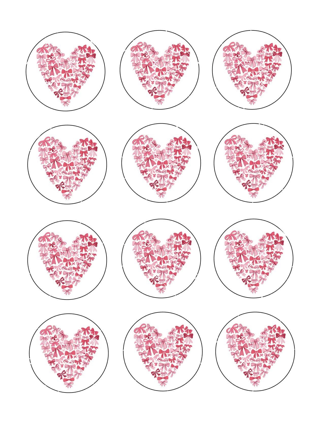 Bow Heart Valentines Icing Sheet Cupcake Toppers – Cake Toppers by Chloe