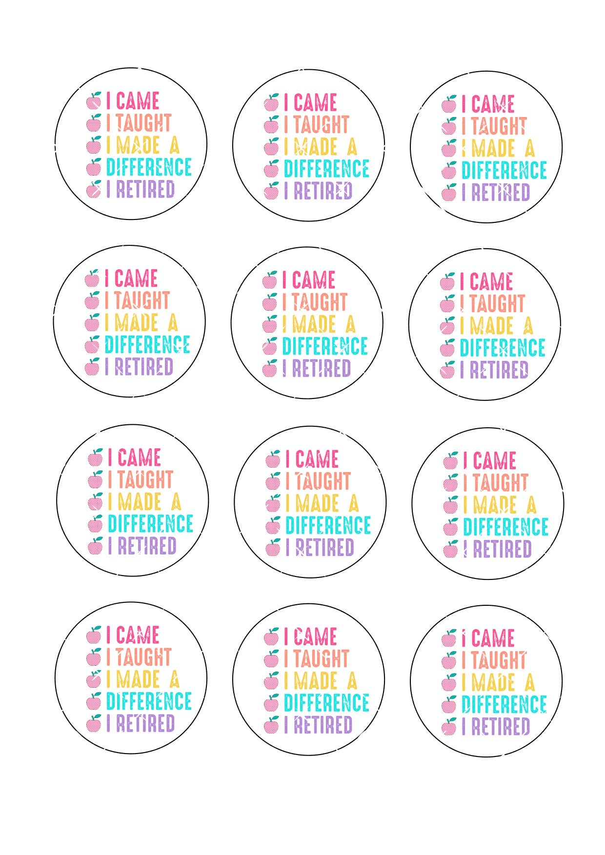 Teacher Retirement Icing Sheet Cupcake Toppers – Cake Toppers by Chloe